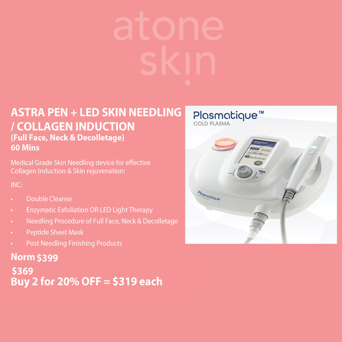 Astra Pen + Led Skin Needling, Collagen Induction | Atone Skin Clinic