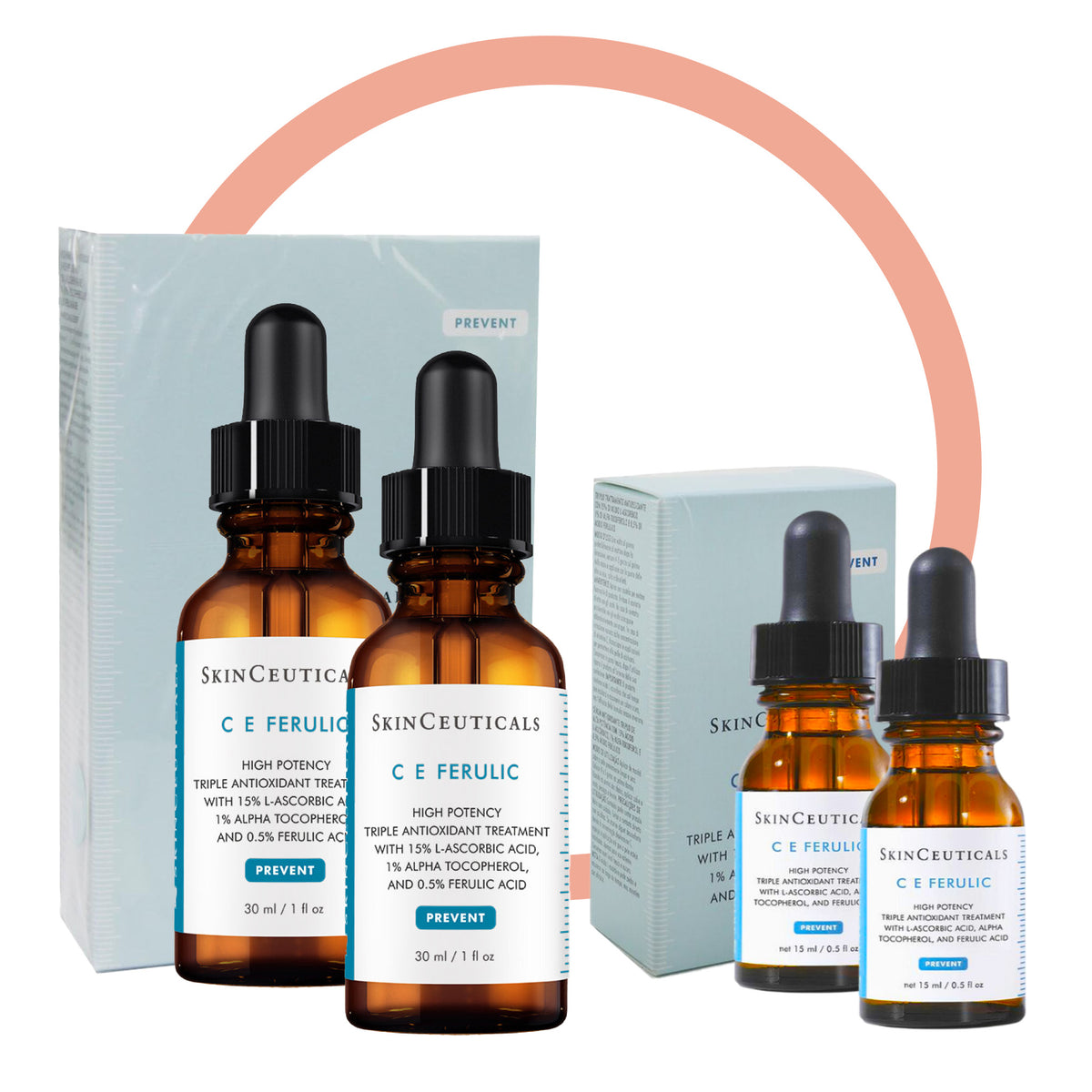 SkinCeuticals C E Ferulic Vitamin C Serum Bundle - 2 x 30ml + 2 x 15ml ...