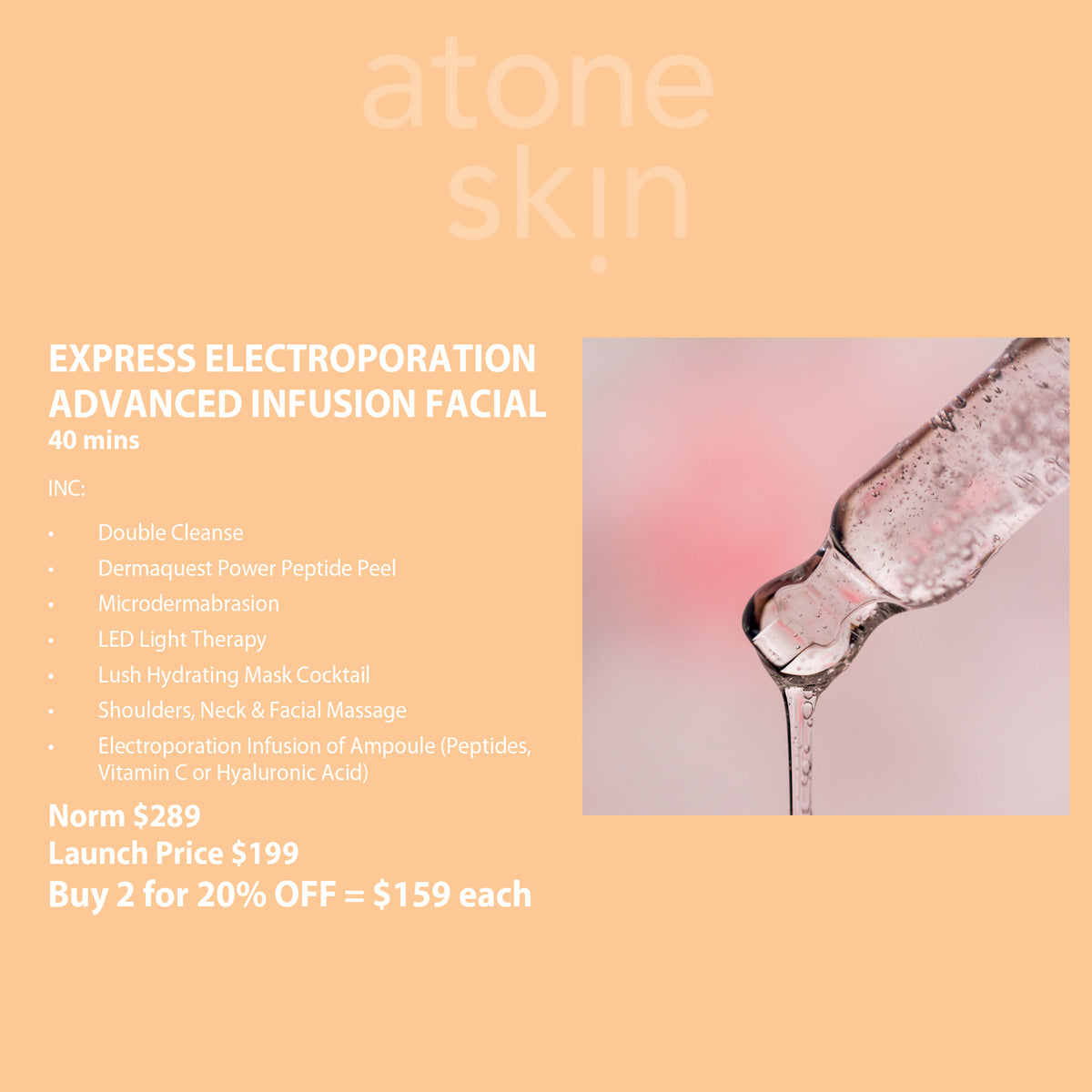 Express Electroporation Advanced Infusion Facial | Atone Skin Clinic