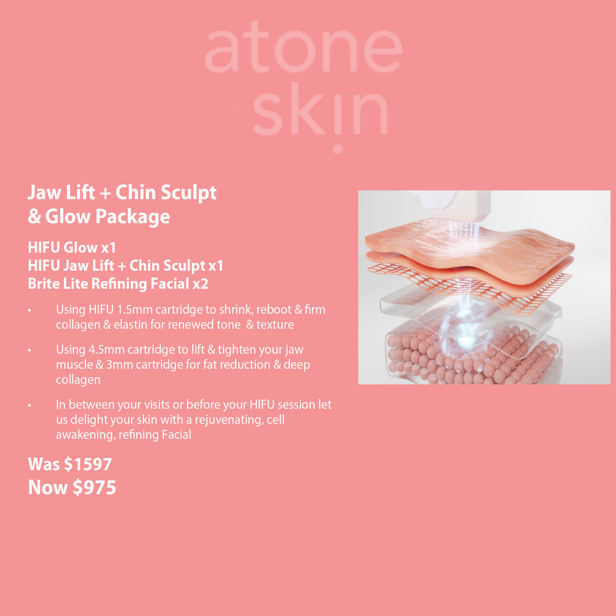 Jaw Lift, Chin Sculpt, HIFU Glow & Brite Lite Refining Facial Package ...